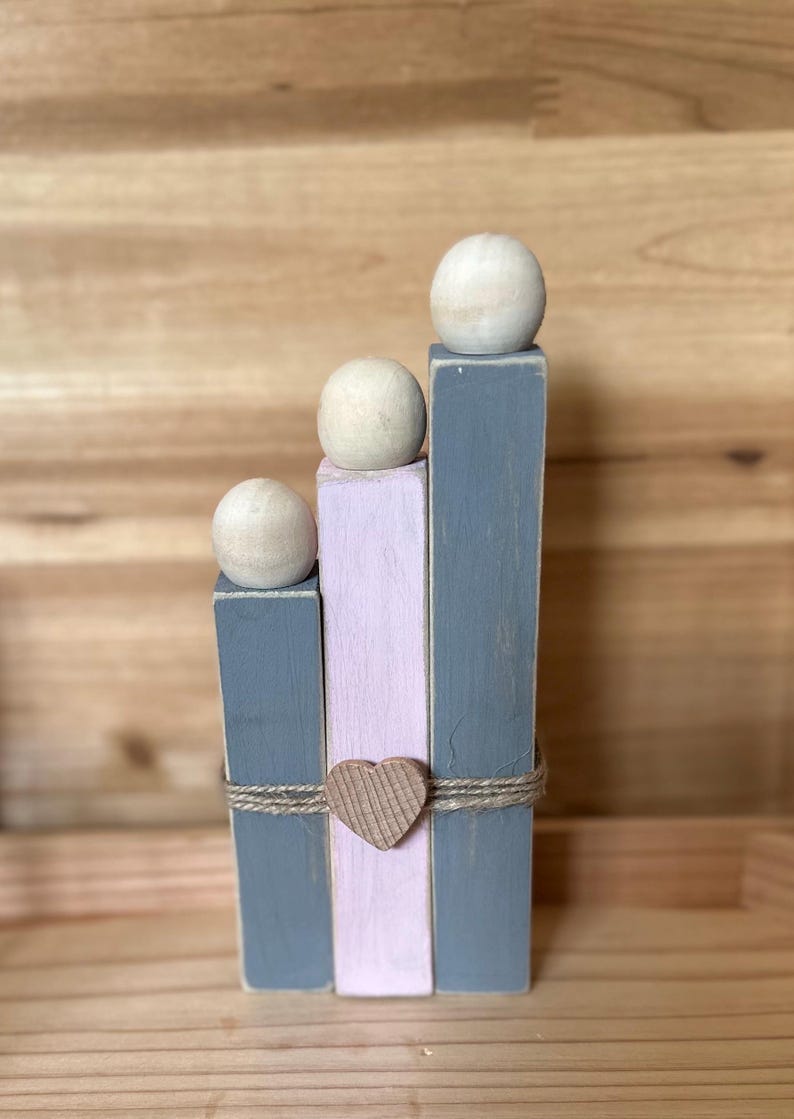 Personalized Wood Block Family Figurines: Rustic Home Décor Gift ...