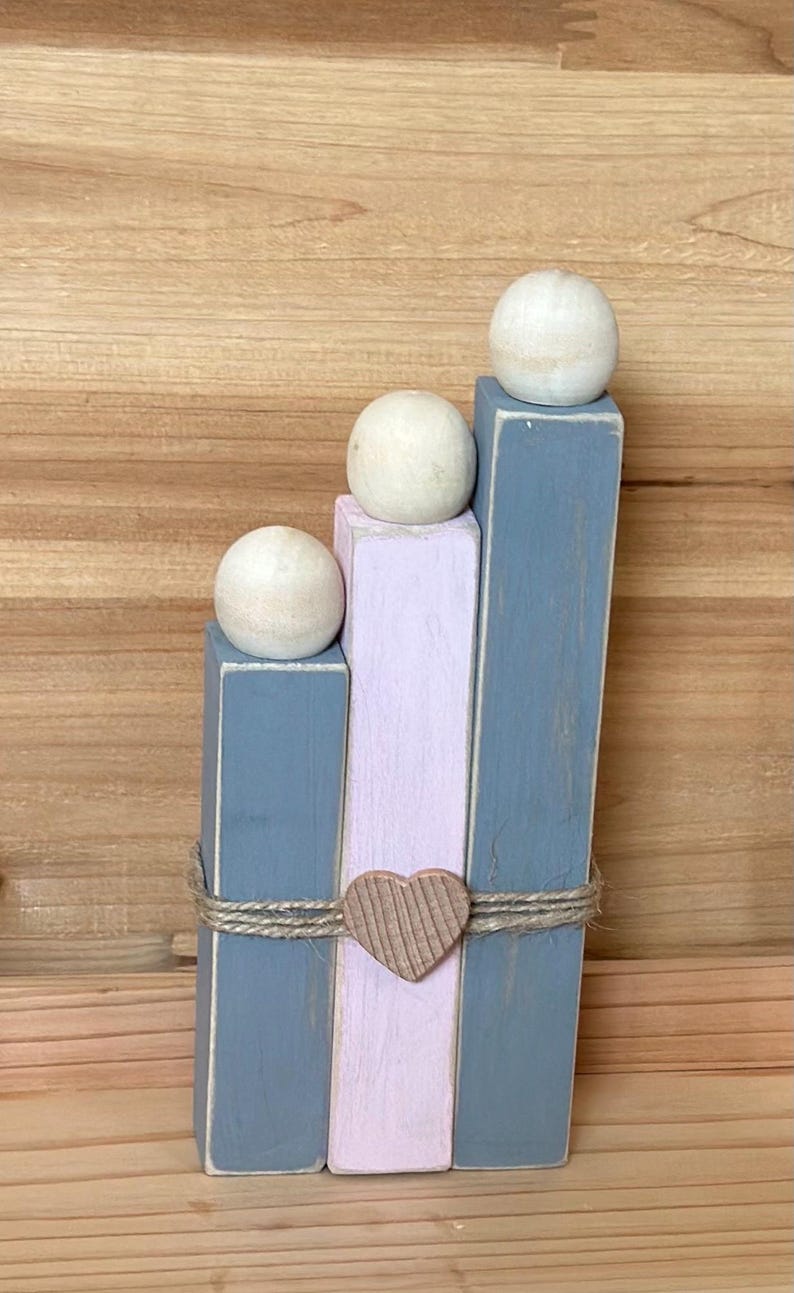Personalized Wood Block Family Figurines: Rustic Home Décor Gift ...