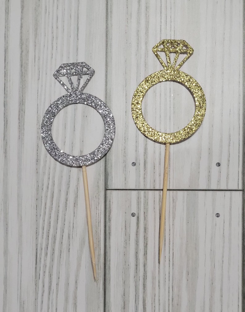 Dimond Ring Cupcake Toppers Engagement Rings Bridal Shower - Etsy