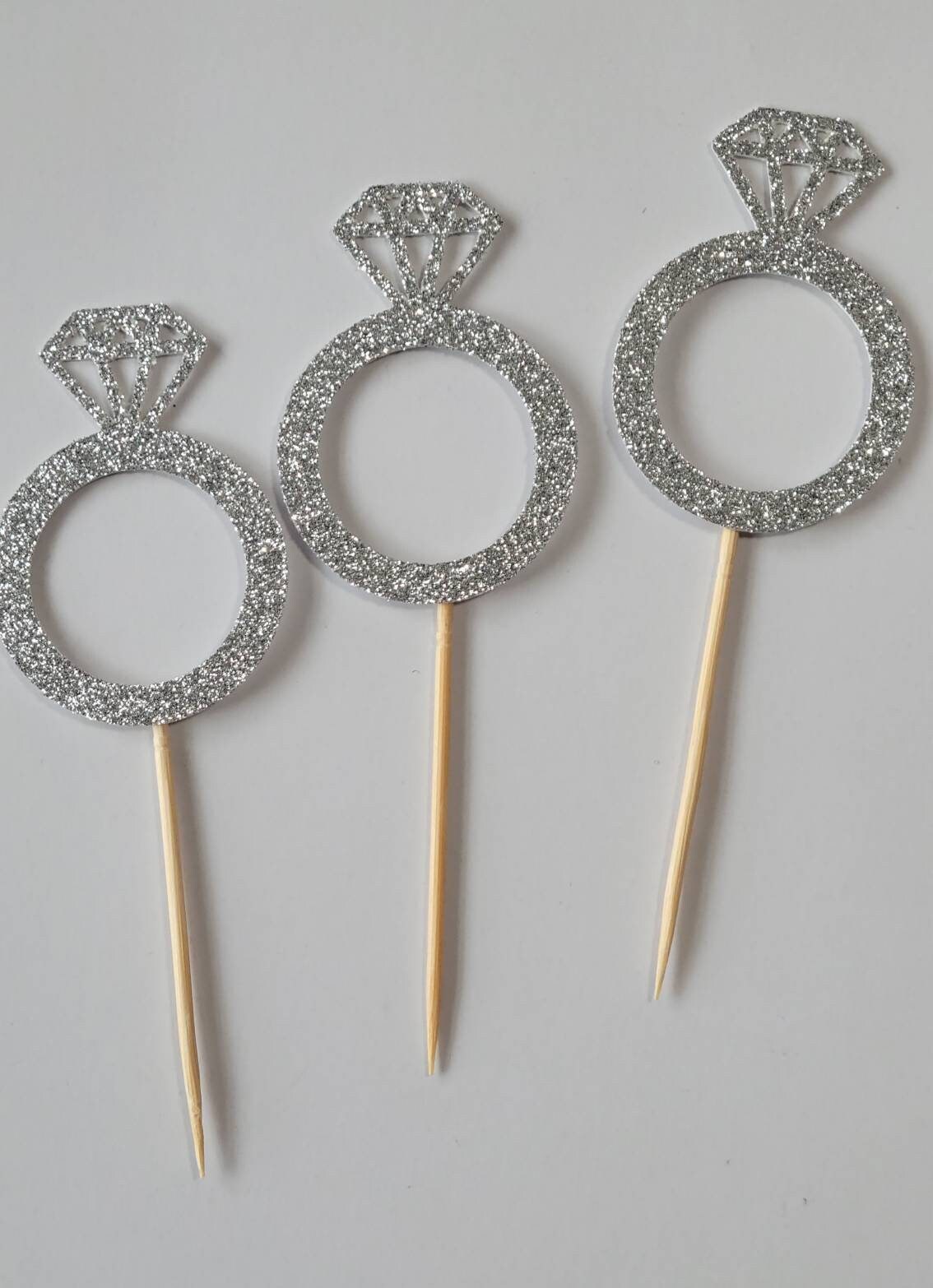 Dimond Ring Cupcake Toppers Engagement Rings Bridal Shower | Etsy