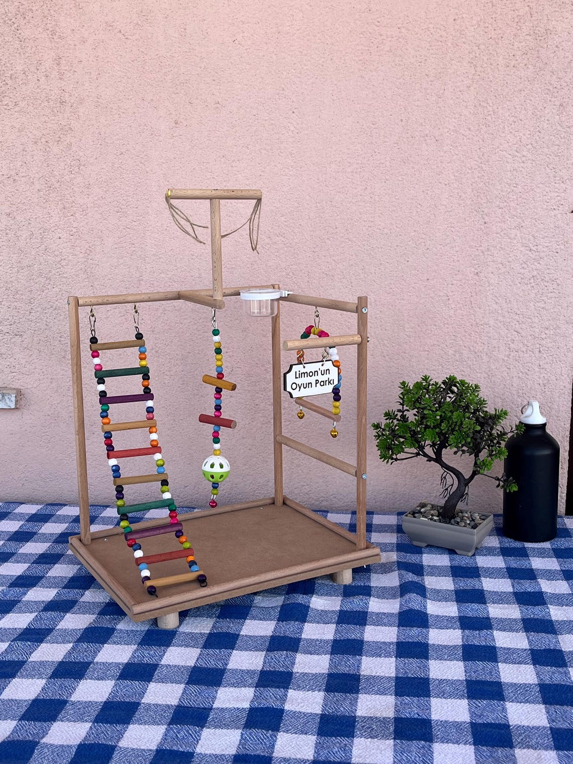Handmade Wooden Bird Playground: Parrot Play Stand With Beech Perch - Etsy