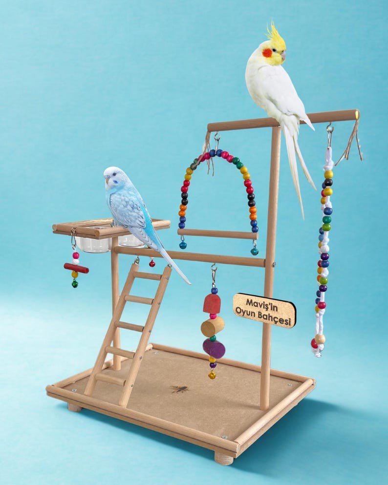 Handmade Wooden Bird Playground: Parrot Play Gym & Perch - Etsy