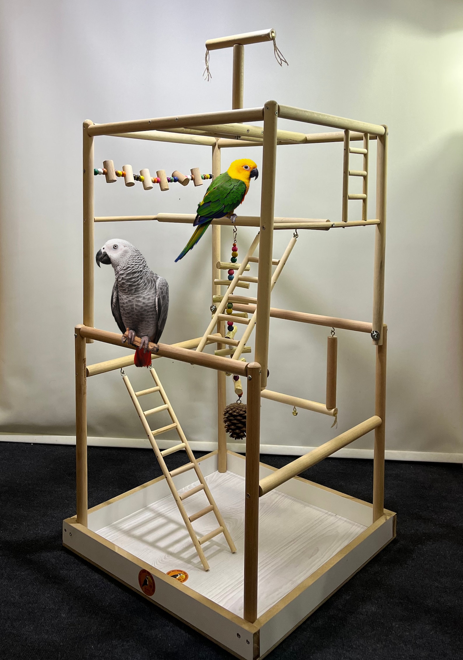Large Parrot Playground: Solid Wood Perch Tree & Swing - Etsy
