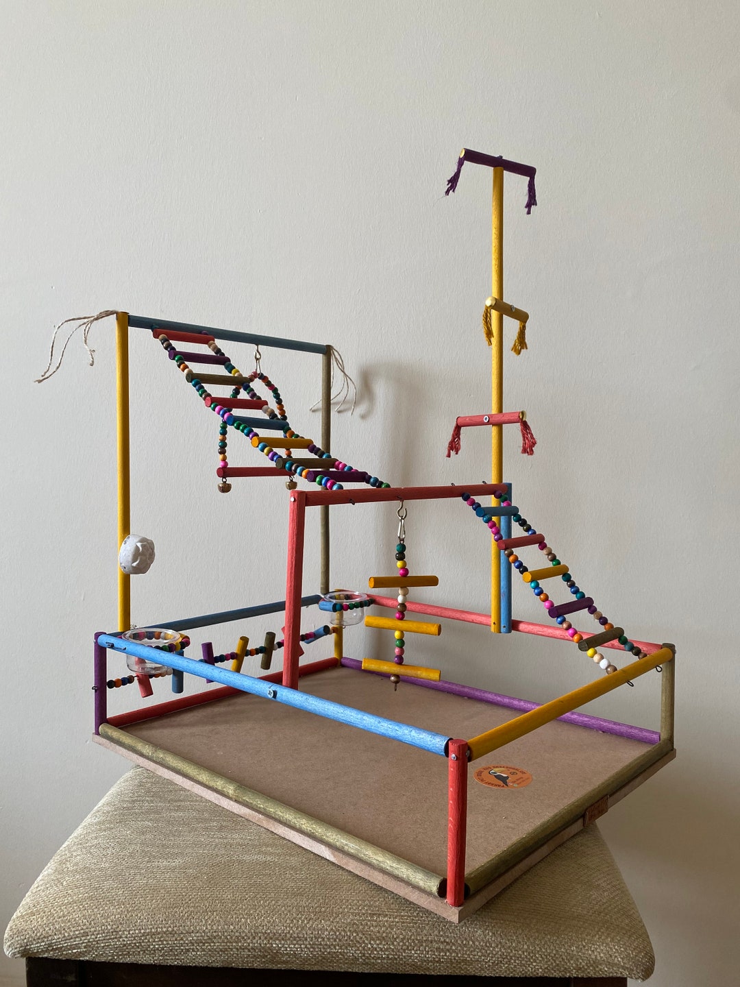 Colorful Medium Bird Play Stand, Bird Playground, Parrot Perch ...