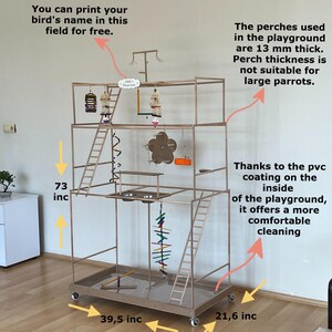 Handmade Wooden Parrot Playground: Rolling Cockatiel Play Stand - Etsy