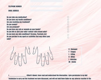 Printable Nail Technician Client Consultation Form - Etsy