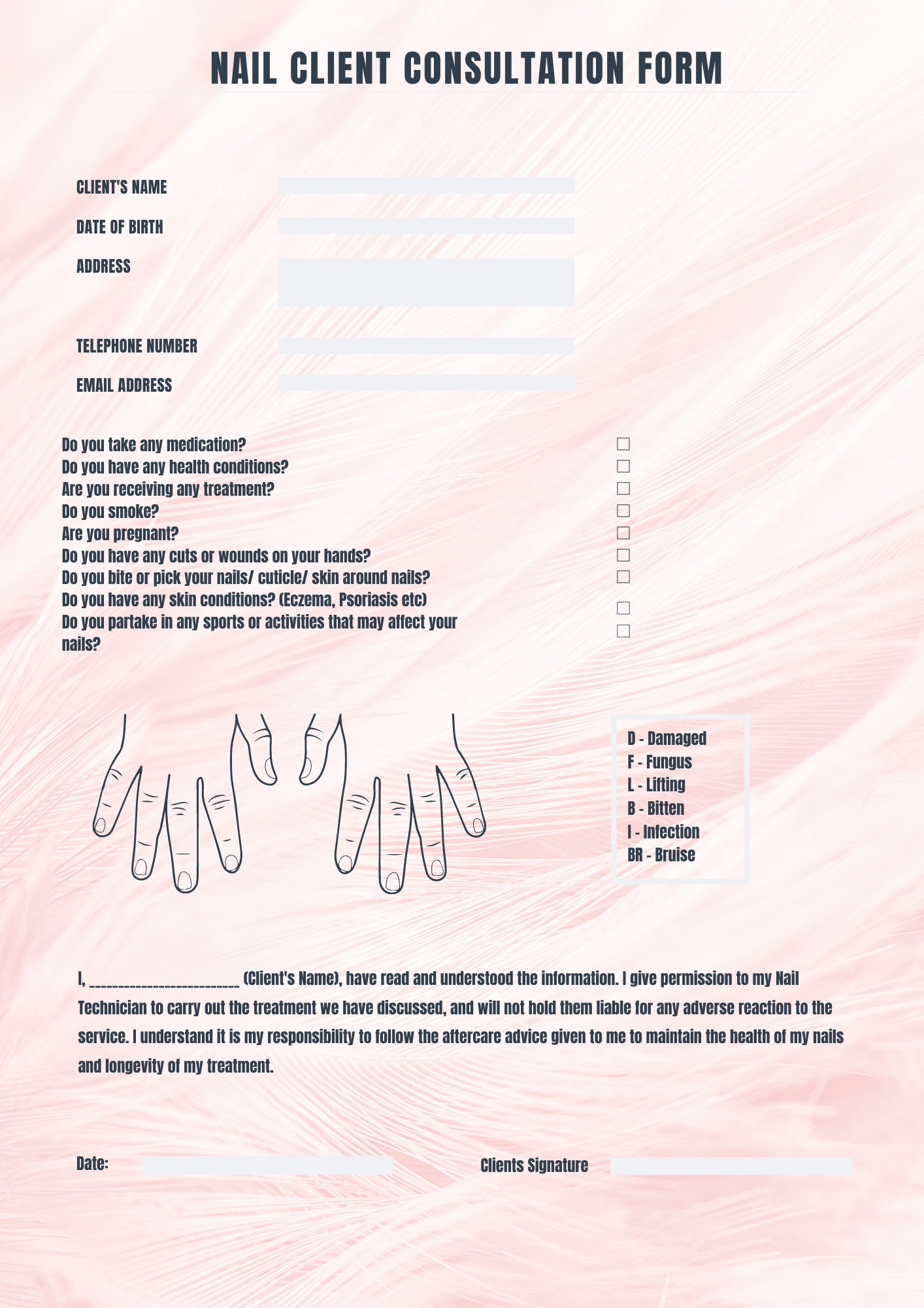 Printable Nail Form - Printable Forms Free Online