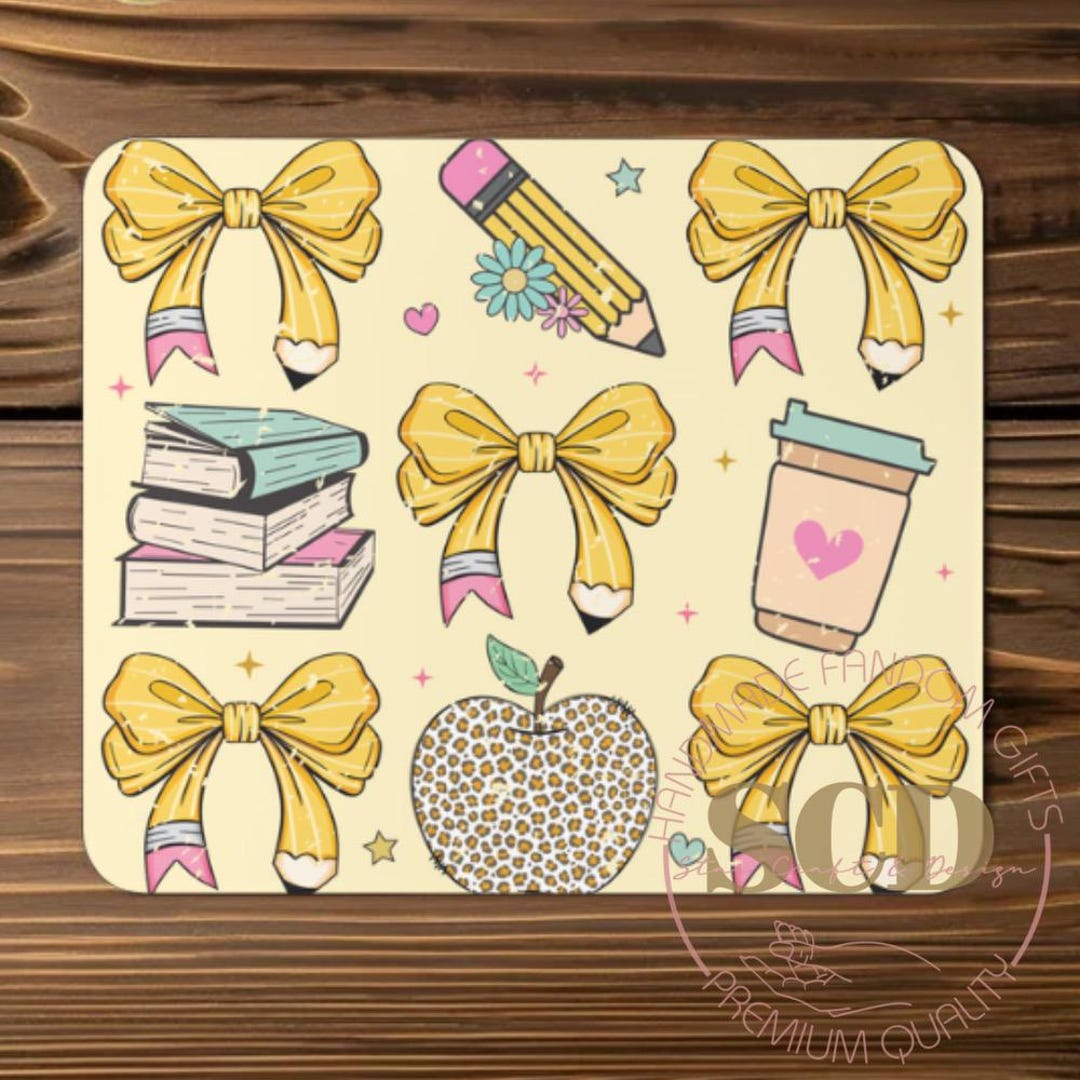 Coquette Mousepad, Bow Coquette Teacher Gift ,cute Mouse Pad Yellow ...