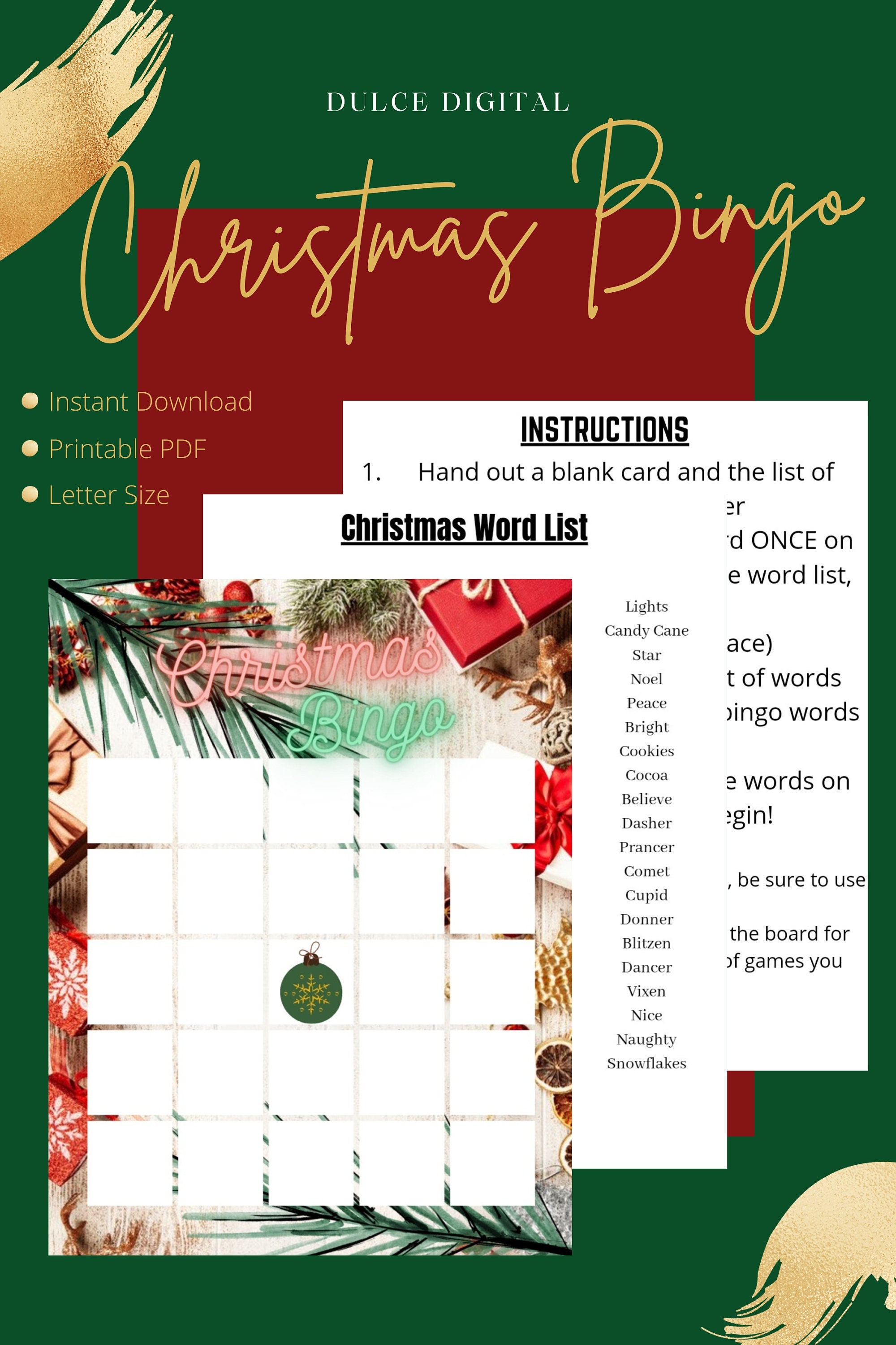 FILLABLE Christmas Bingo - Etsy