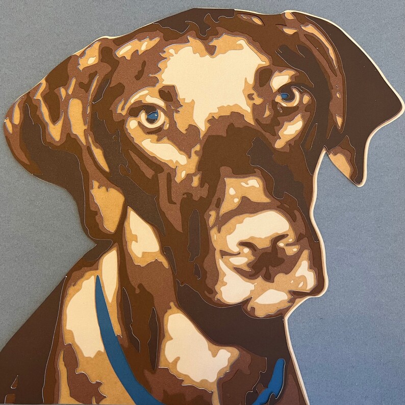SVG Vizsla Portrait, 3D Paper Layer Shadow Box Template, SVG Digital ...