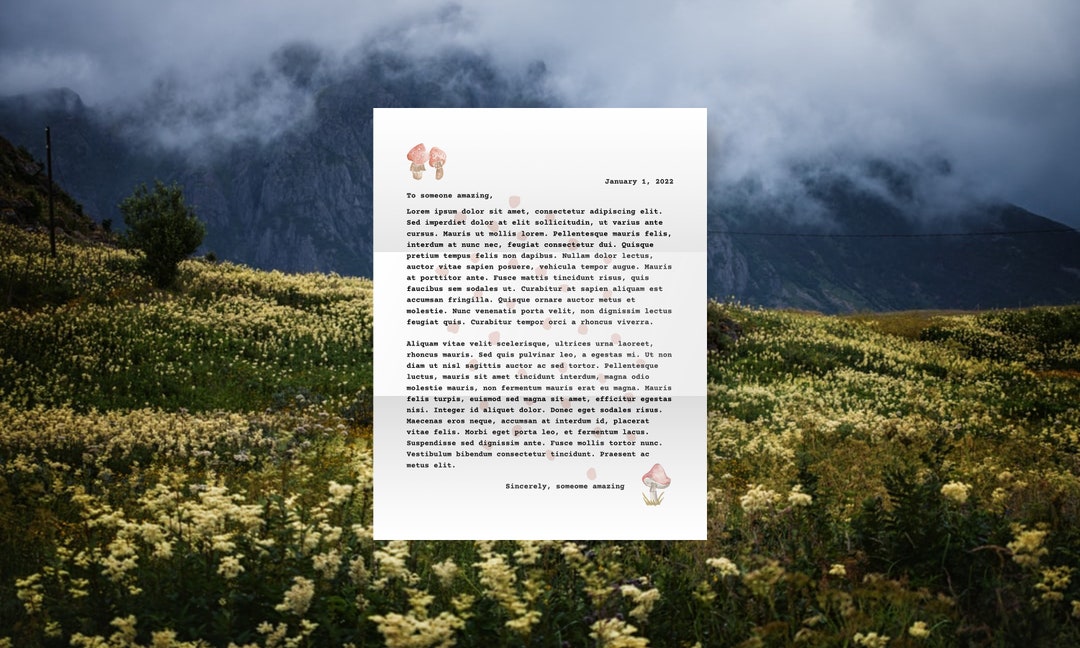 Mushroom Letterhead Template | Cottagecore Writing Paper - Etsy