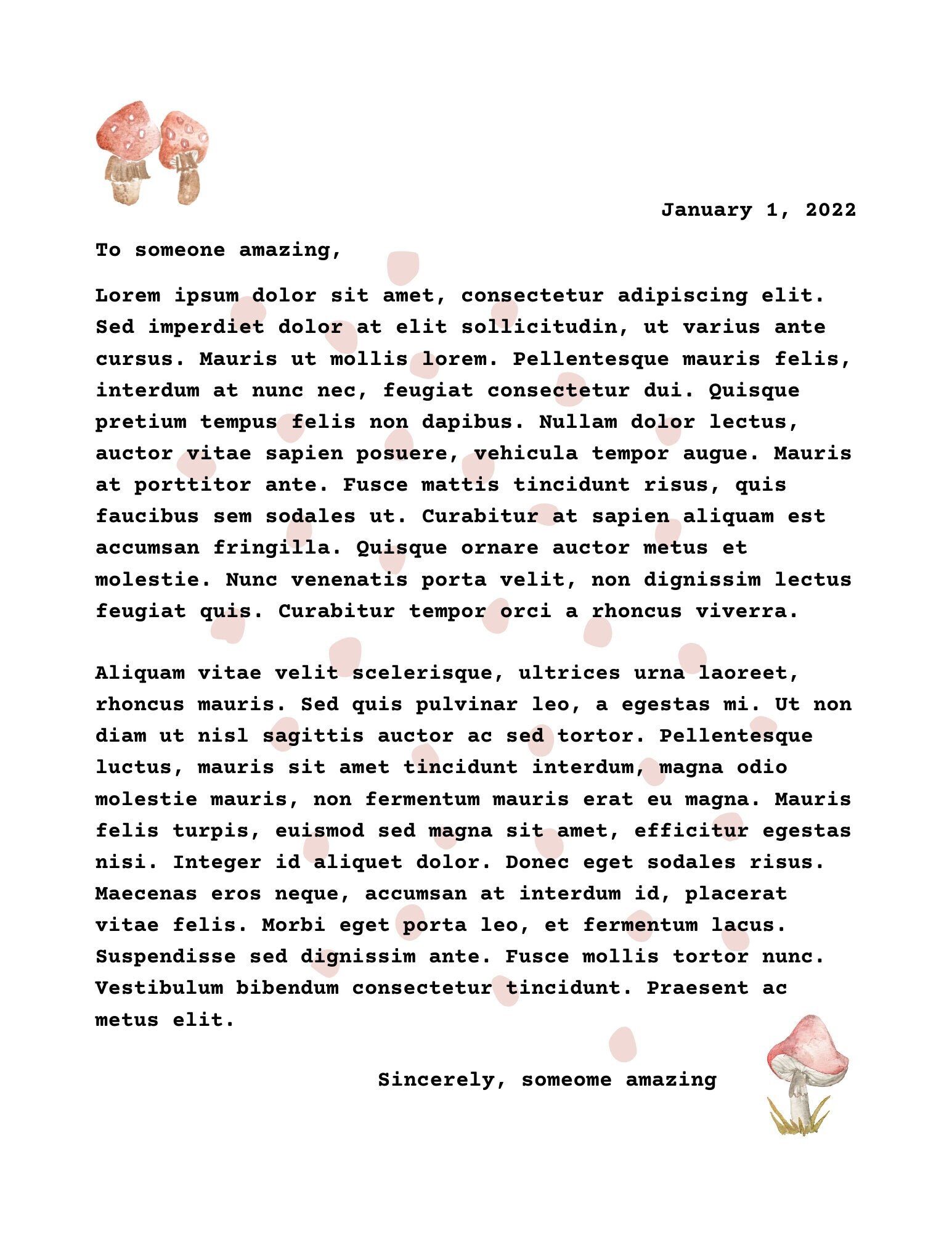 Mushroom Letterhead Template | Cottagecore Writing Paper - Etsy