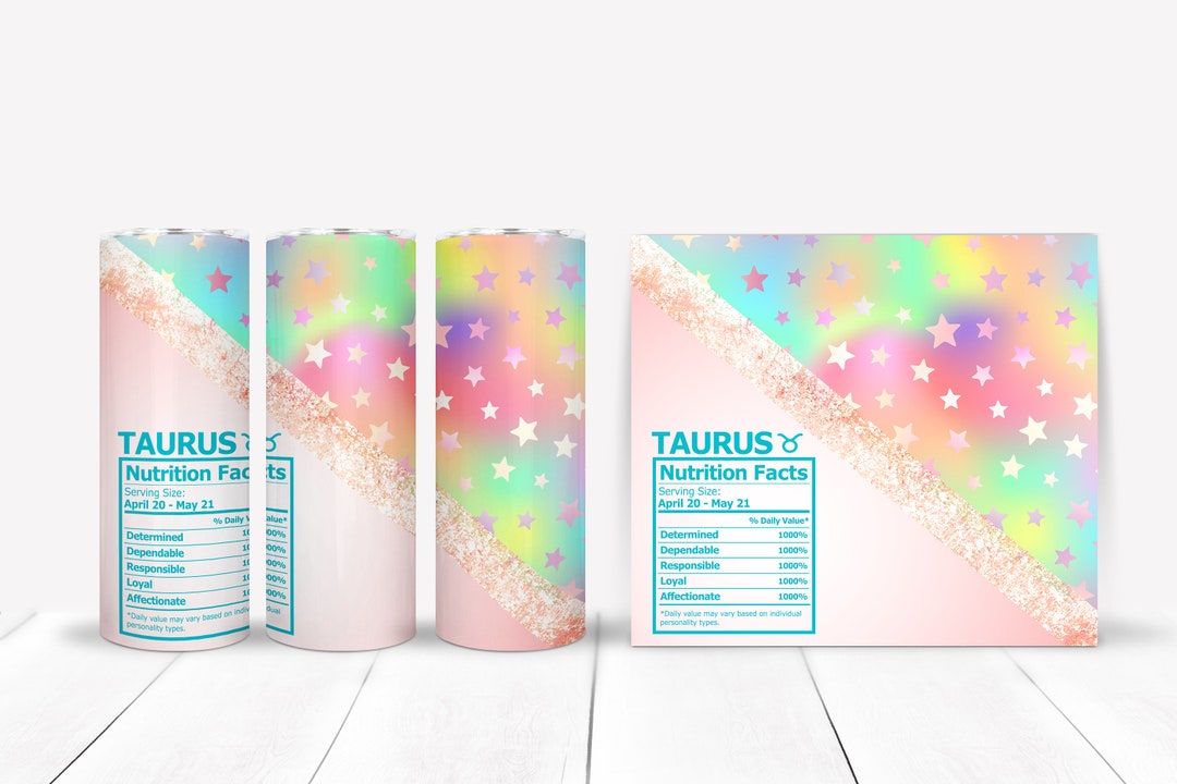 Taurus Ingredient Label Wrap Astrology 20oz Skinny Tumbler Sublimation ...