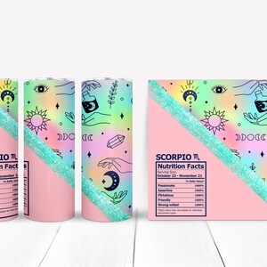 Scorpio Ingredient Label Wrap Astrology 20oz Skinny Tumbler Sublimation ...