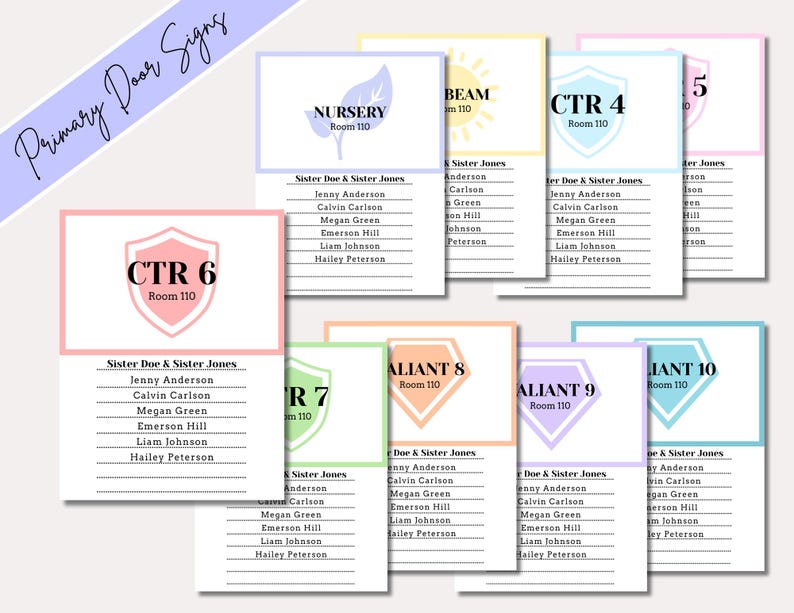 LDS Primary Chair and Door Signs-customizable Digital File Download - Etsy