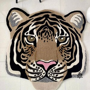 BROWN TIGER RUG/ Home Decor/ Handtufted/ Christmas Day Gift/ Gift Ideas ...
