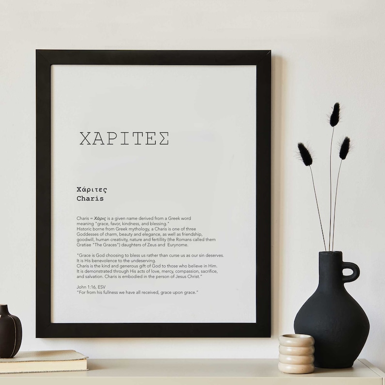 Greek Word Charis Χάριτες Printable Wall Art, Digital Art, Classroom ...