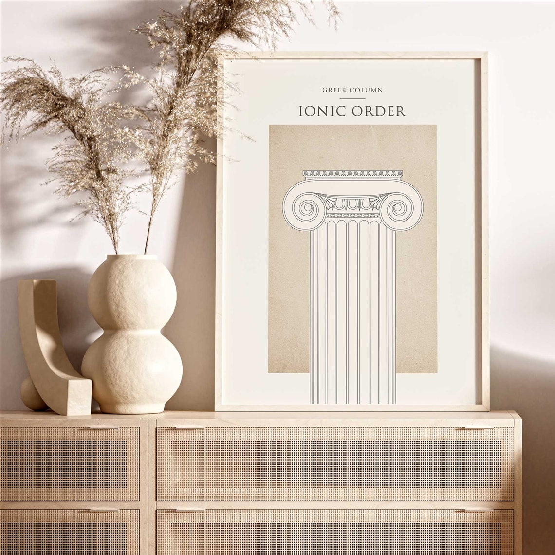 Greek Column Ionic Order, Printable Wall Art, Minimalist Print, Ancient ...