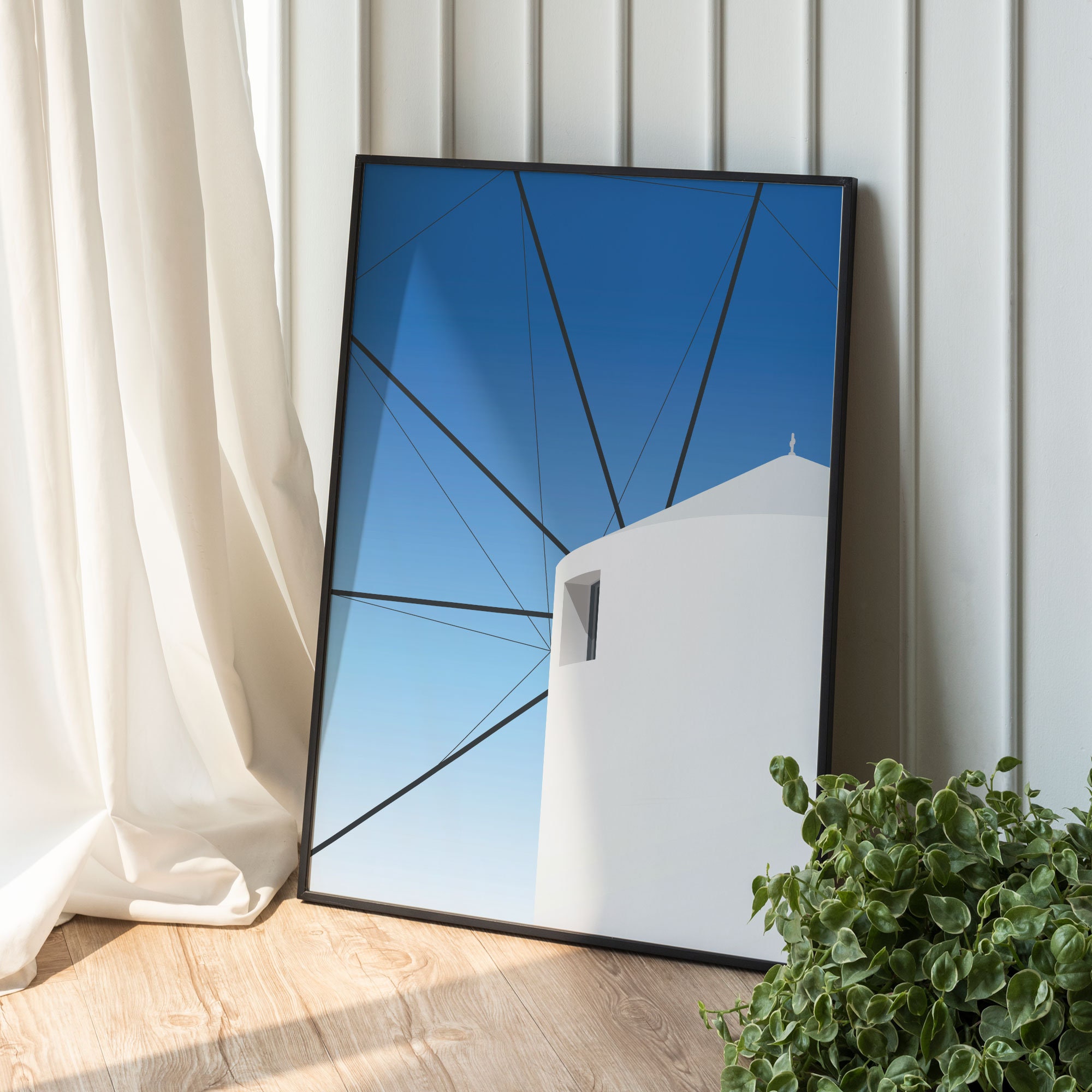 Milos Windmill, Illustration Poster, Landscape Art, Greece Poster ...