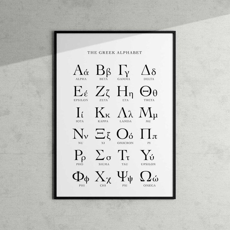 Classic Greek Alphabet Printable Wall Decor, Digital Art, Classroom ...