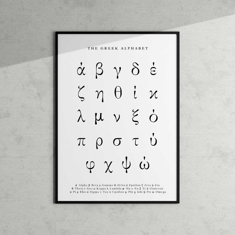 The Greek Alphabet Printable Wall Decor, Digital Art, Classroom Wall ...