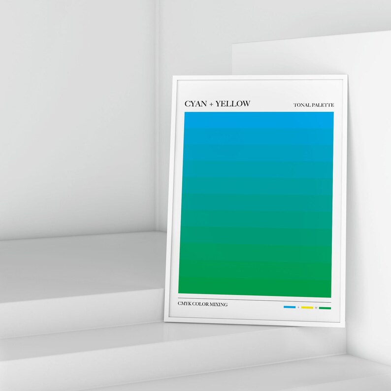 Cyan Yellow Green Tonal Poster, Colour Blocks, Downloads, Office Decor ...