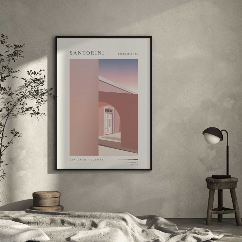 Oia Santorini Architecture , Illustration Poster, Greek Landscape ...