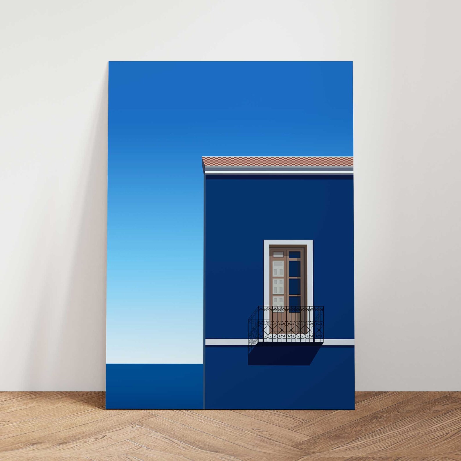 Blue House Illustration Poster Greek Art Greece Travel - Etsy