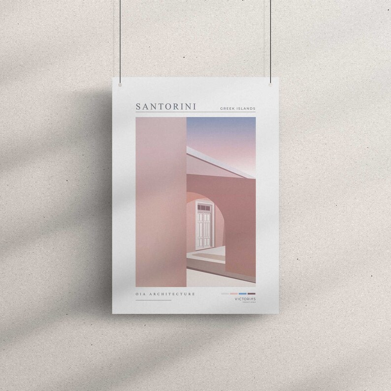 Oia Santorini Architecture , Illustration Poster, Greek Landscape ...