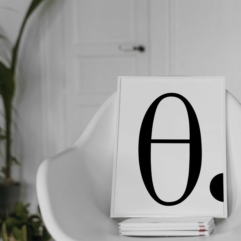 Theta Θήτα Greek Letter Printable Wall Art, Digital Art, Classroom Wall ...