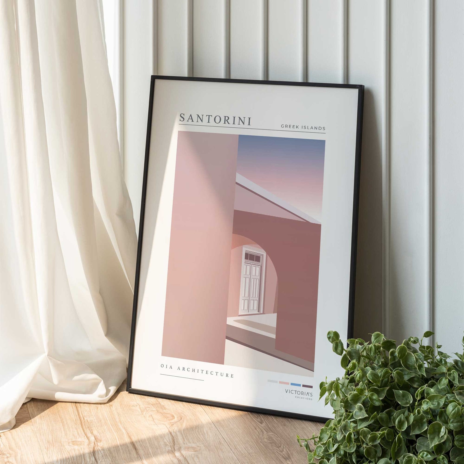 Oia Santorini Architecture , Illustration Poster, Greek Landscape ...