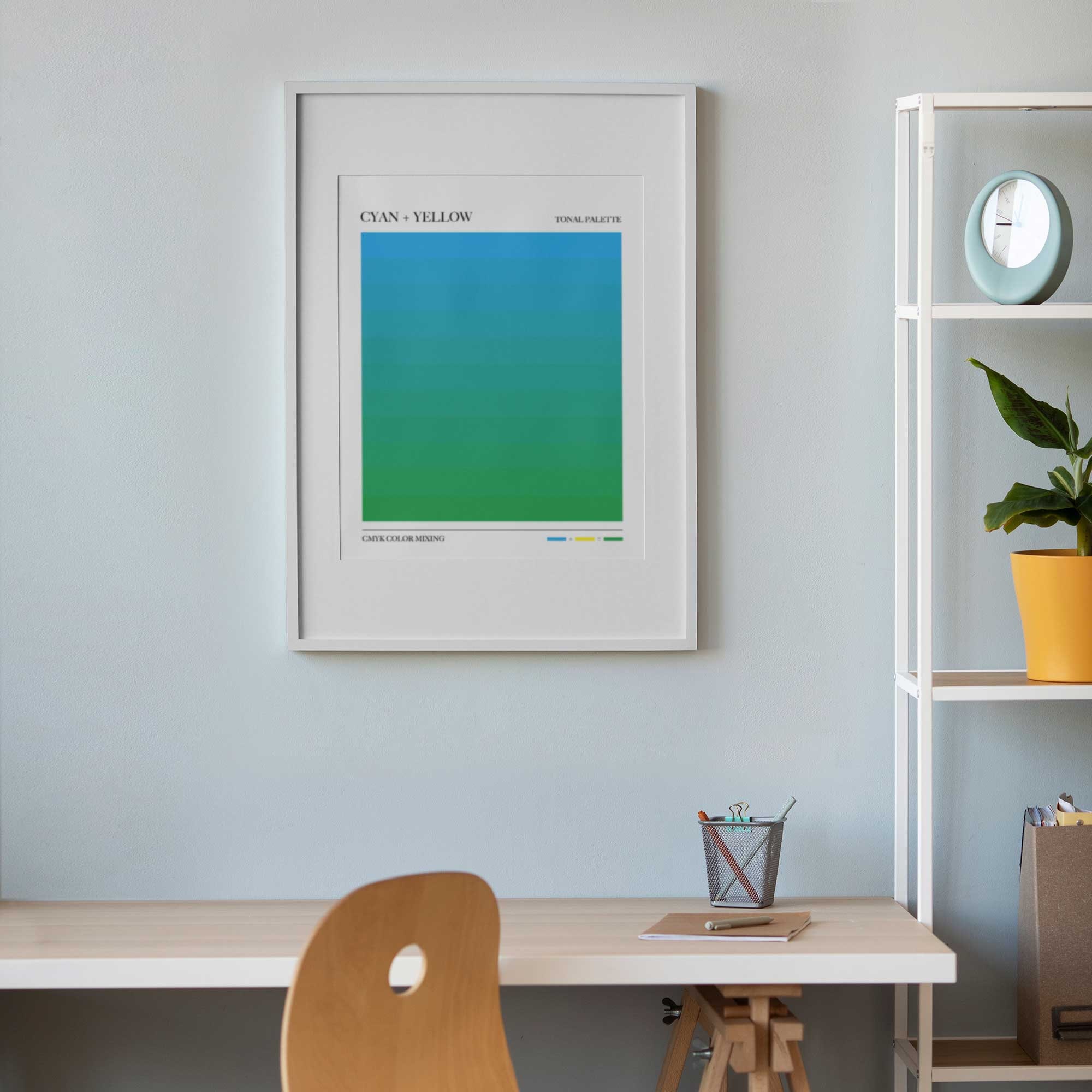 Cyan Yellow Green Tonal Poster, Colour Blocks, Downloads, Office Decor ...