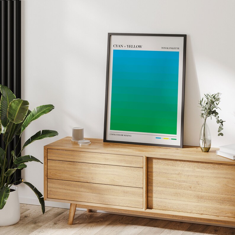 Cyan Yellow Green Tonal Poster, Colour Blocks, Downloads, Office Decor ...