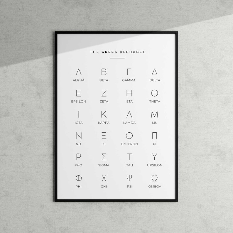 Uppercase Modern Greek Alphabet Printable Wall Decor - Etsy
