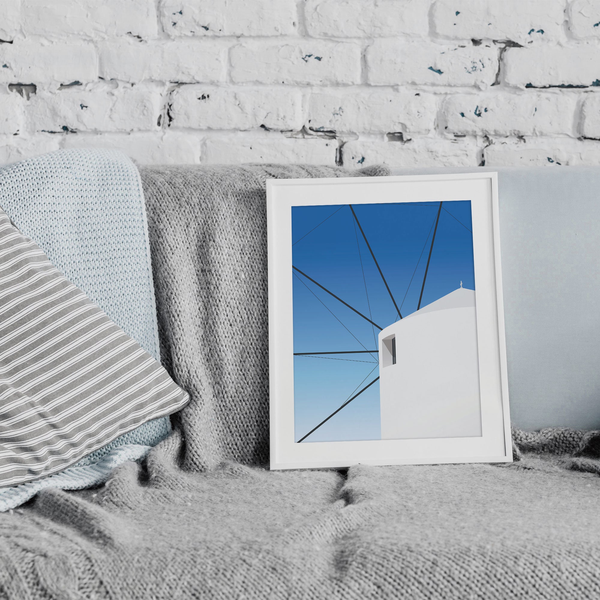 Milos Windmill, Illustration Poster, Landscape Art, Greece Poster ...