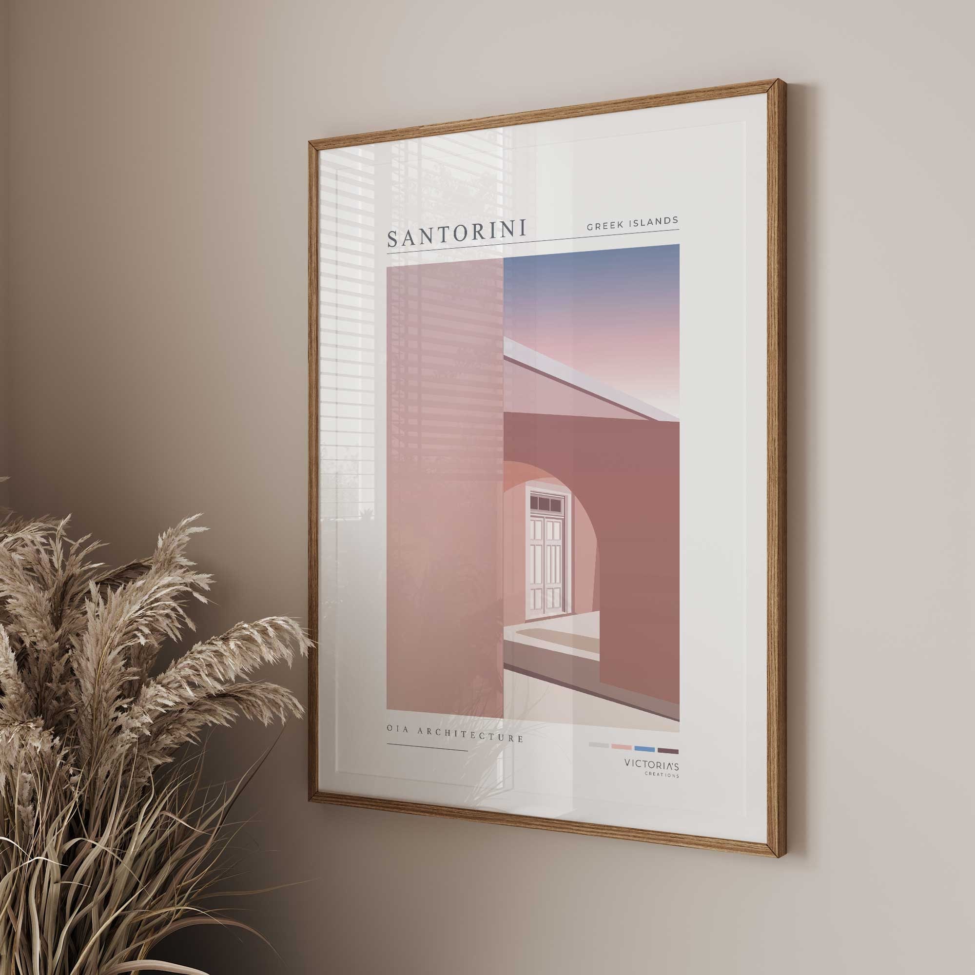 Oia Santorini Architecture , Illustration Poster, Greek Landscape ...