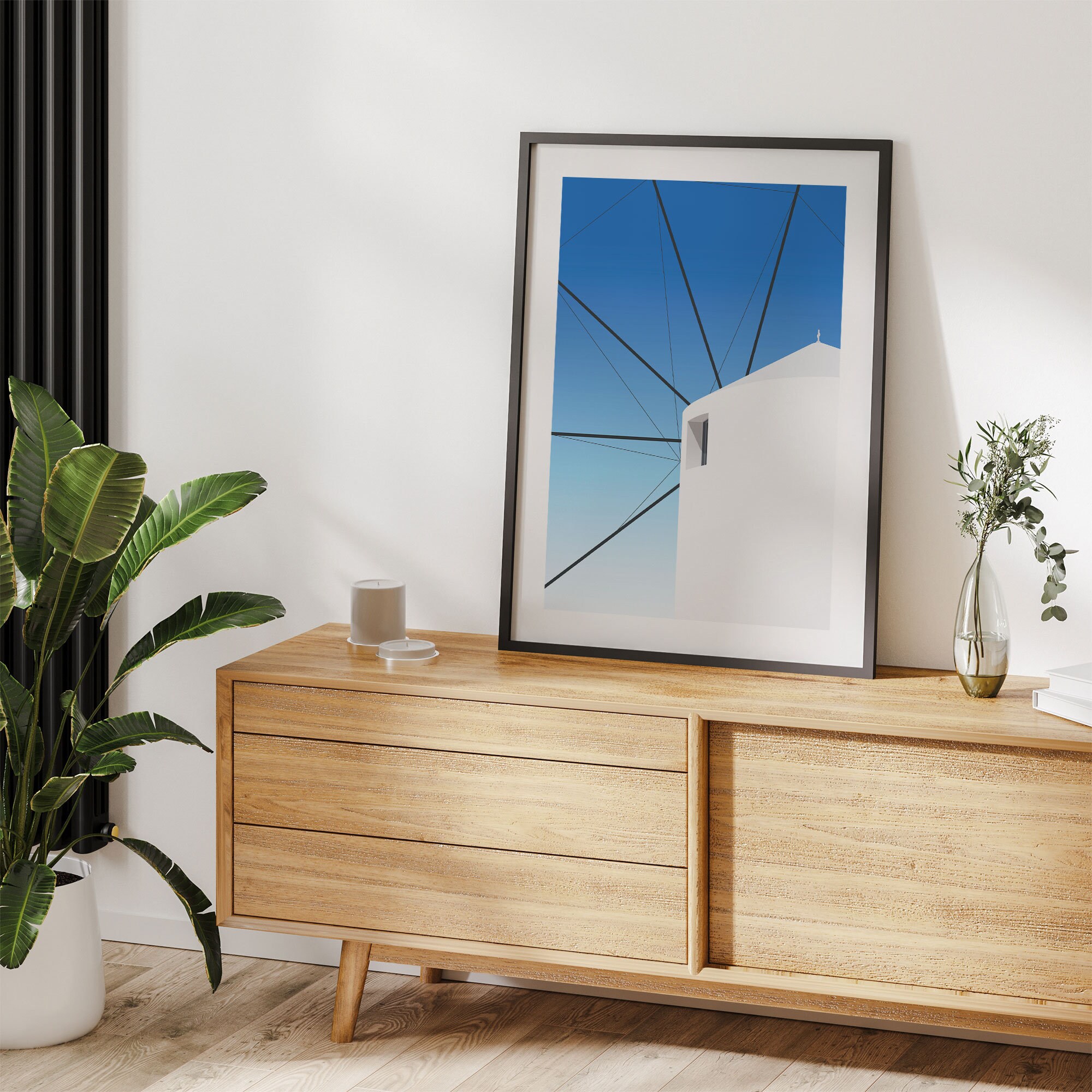 Milos Windmill, Illustration Poster, Landscape Art, Greece Poster ...