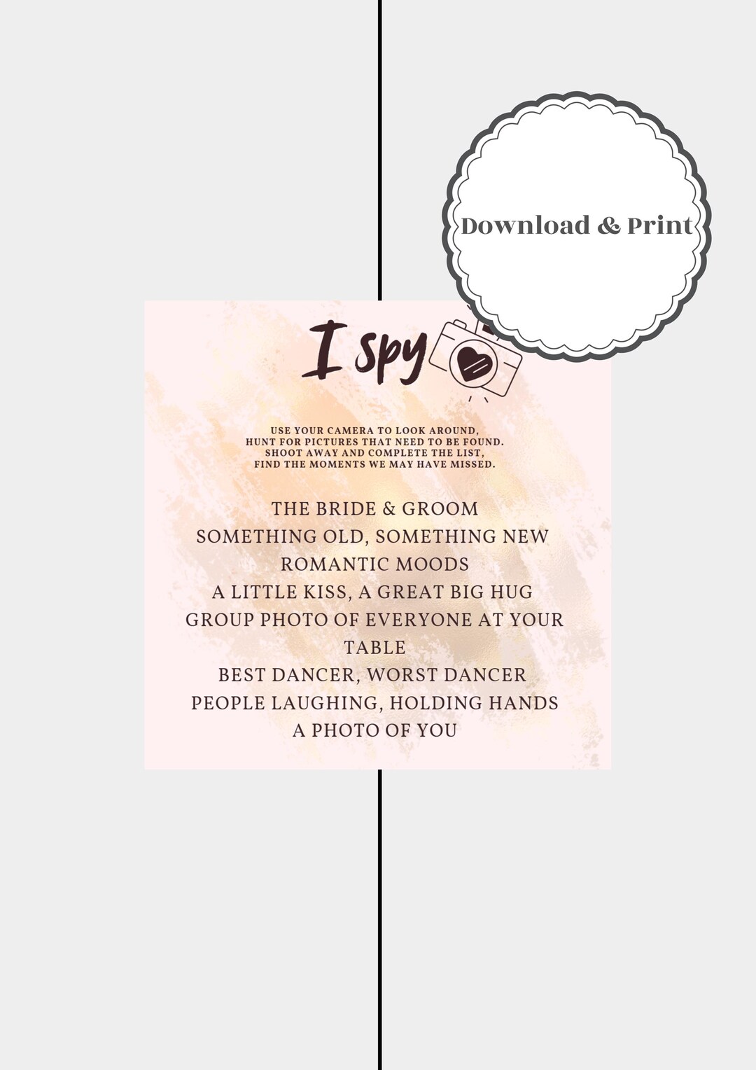 I Spy, I Spy Wedding Game, Bonus - Table Numbers 1-20, Present Included ...