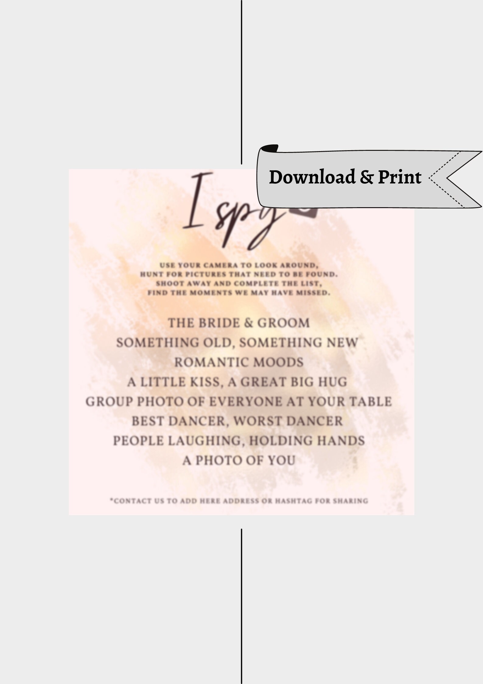 I Spy, I Spy Wedding Game, Bonus Table Numbers 1-20, Present Included ...