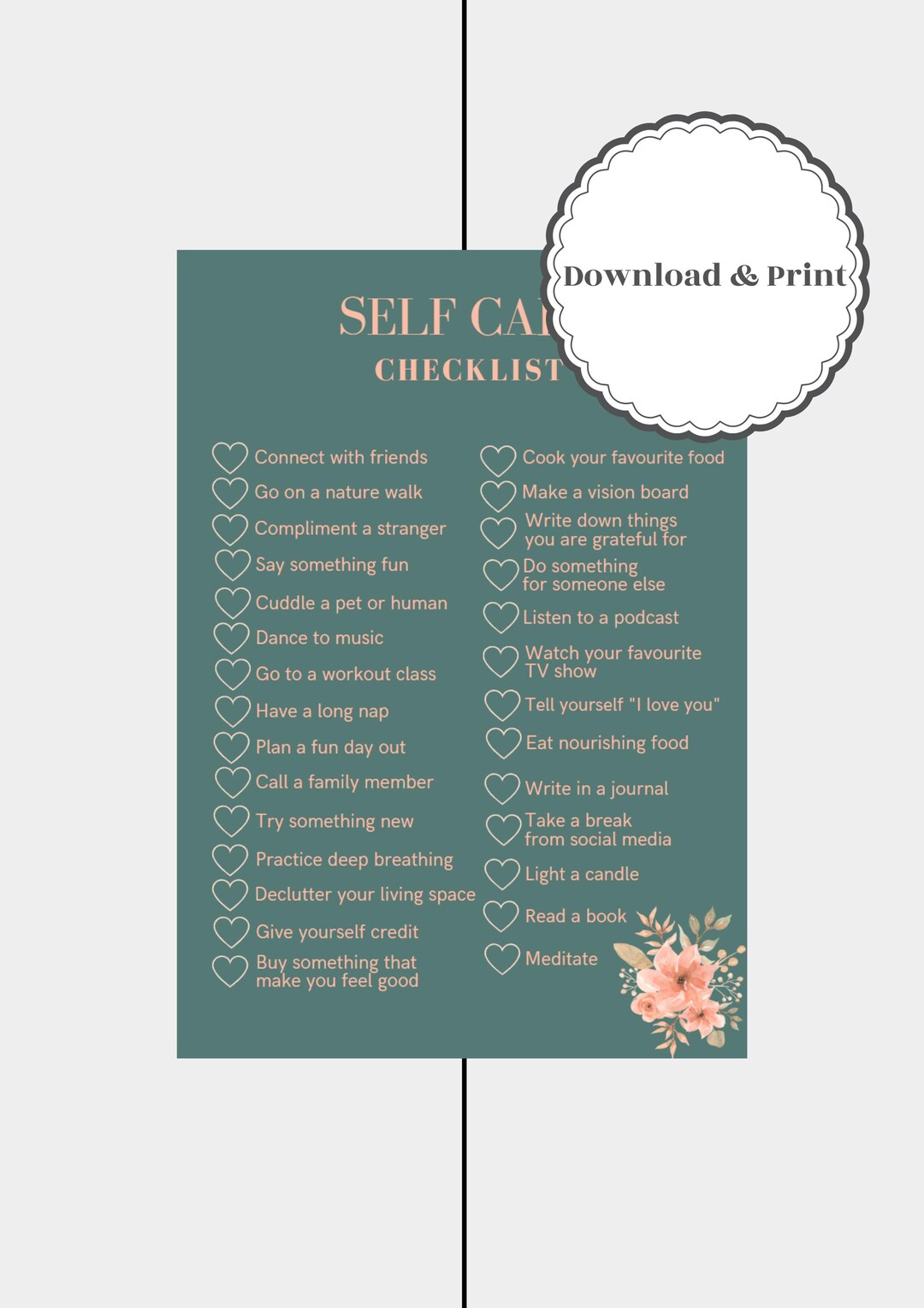 Ultimate Self Care Daily Checklist | Printable Green Planner Template ...