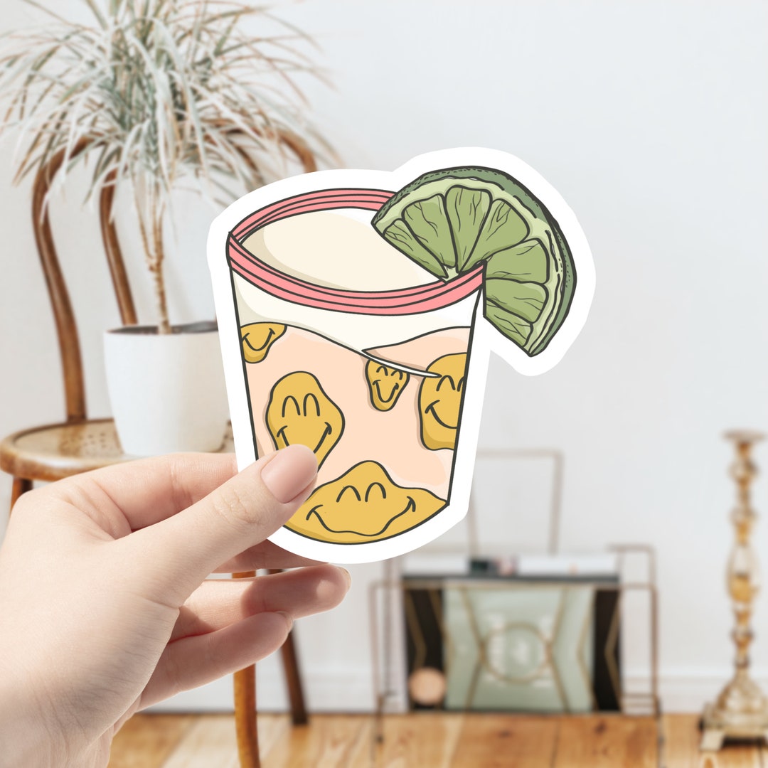 Smiling Tequila Shot With Lime Sticker - Etsy