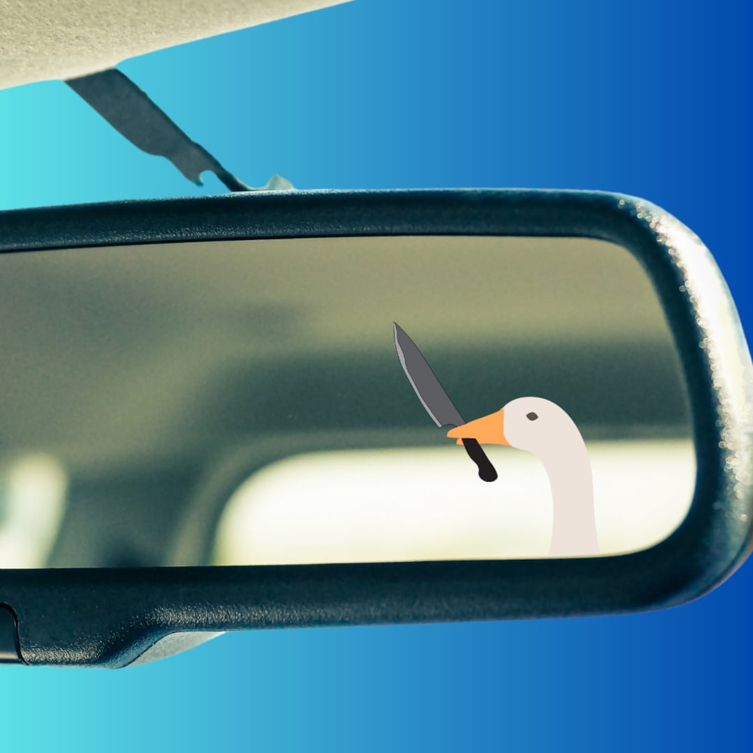 Goose Meme Mirror Peaker Decal ( Funny Goose Holding Knife Cute Sticker ...