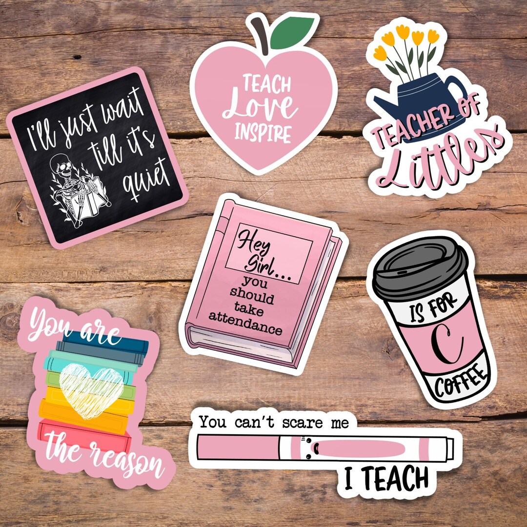 Teacher Gloss Vinyl Die Cut Sticker Pack of Seven {water Resistant C is ...