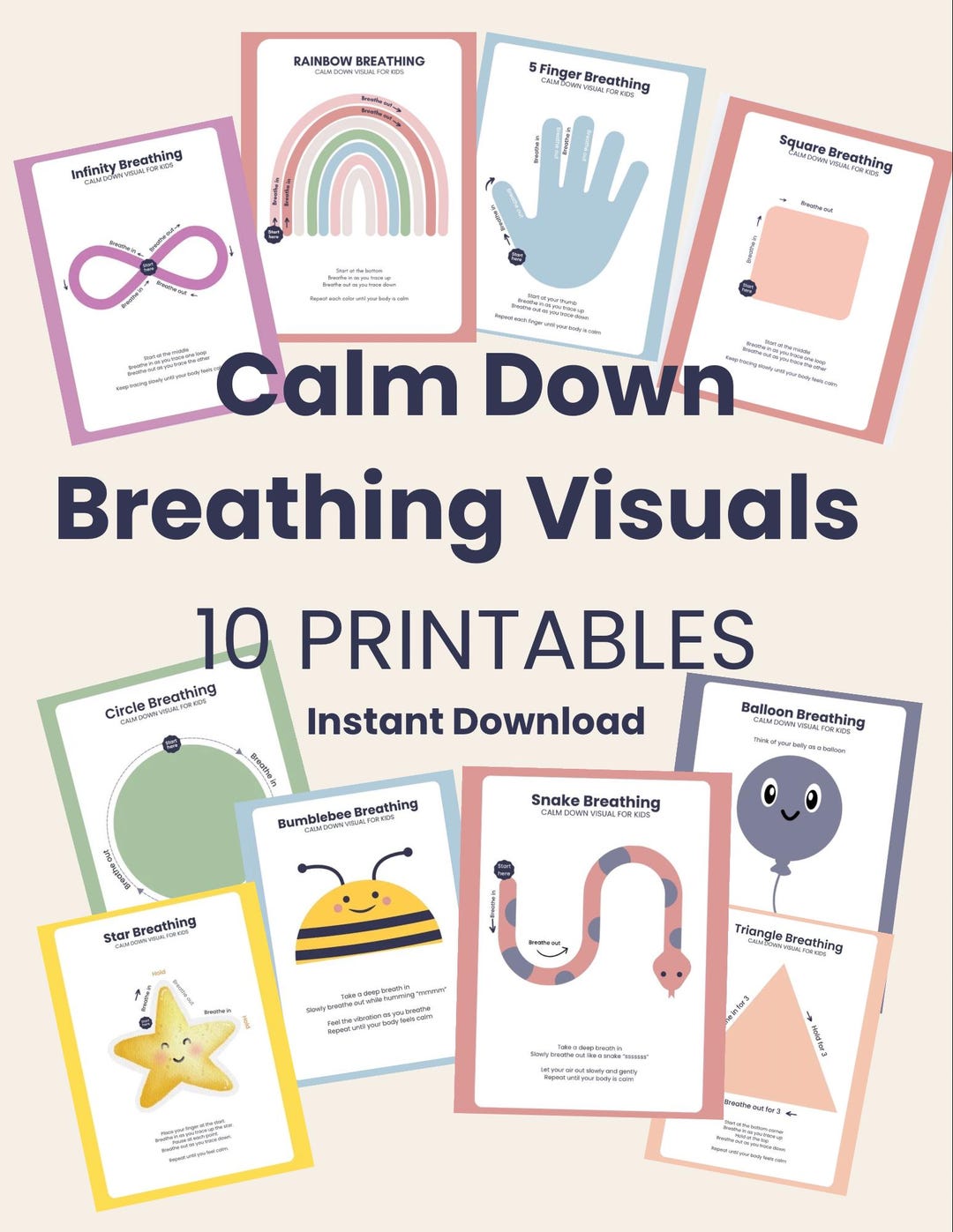 Calm Down Breathing Visuals for Kids | Coping Strategies, Behavior ...