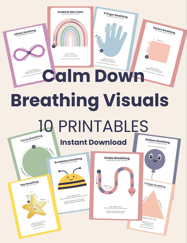 Calm Down Breathing Visuals for Kids | Coping Strategies, Behavior ...