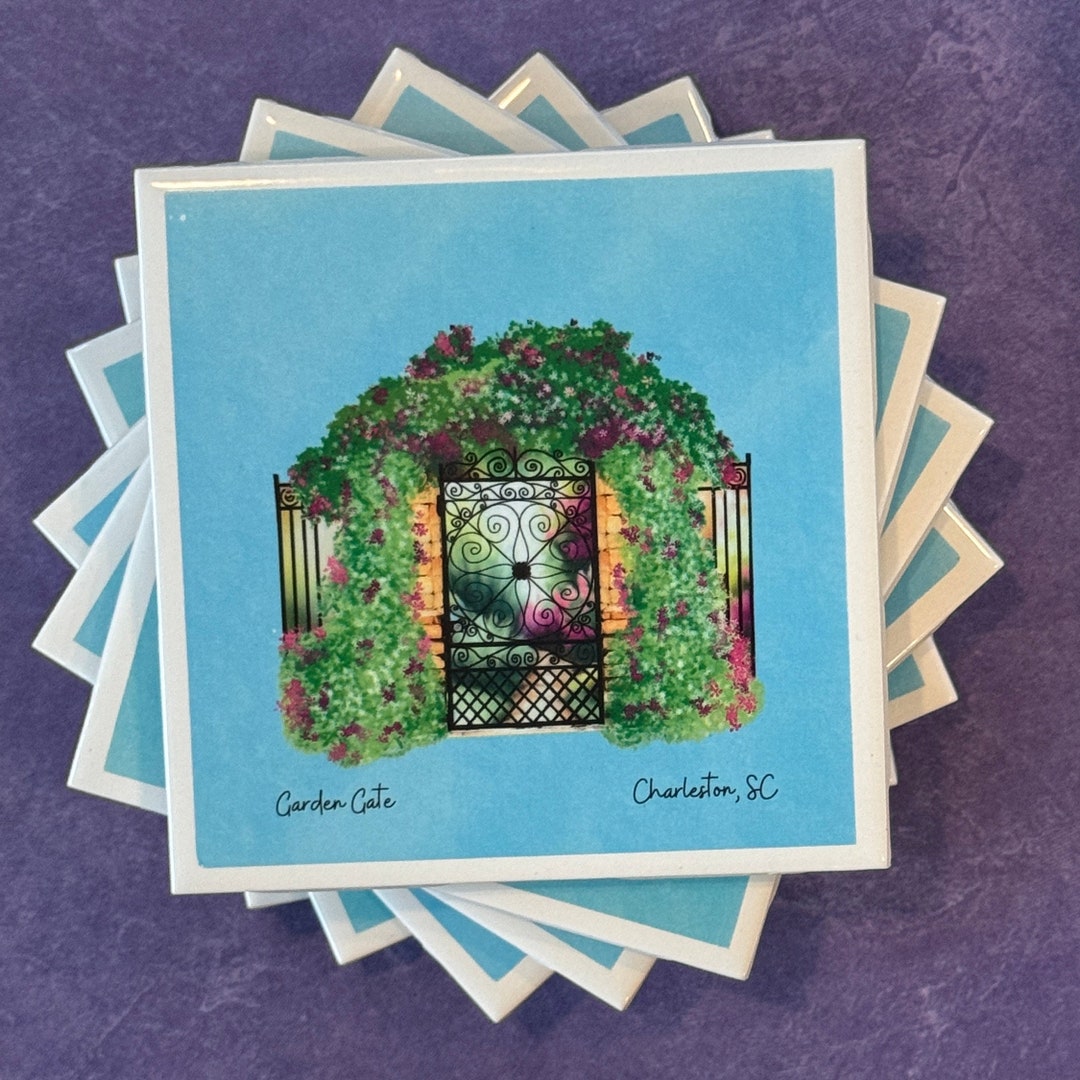 Charleston Inspired Ceramic Coasters for Housewarming Gift for Souvenir ...