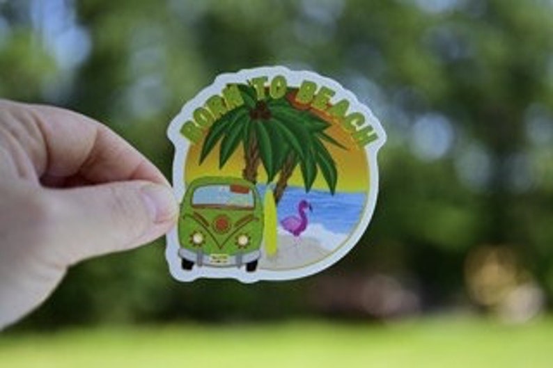 Retro Beach Bus Decal for Mugs for Laptop for Water Bottles With Born ...