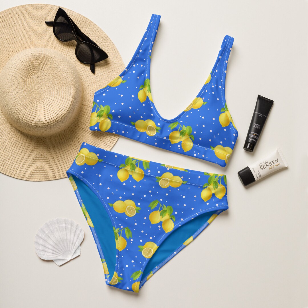 Lemons and Polkadots Bikini for Pool Time Swimsuit - Etsy