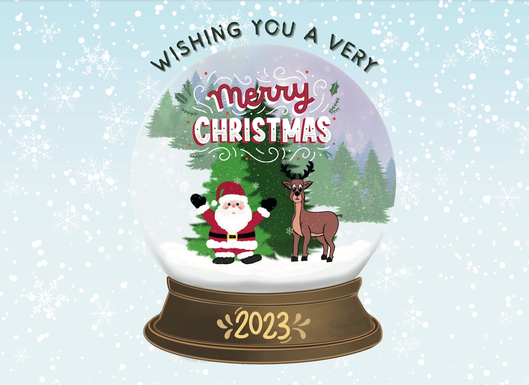Santa Snow Globe Greeting Card for Christmas - Etsy