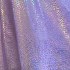 Light Purple Iridescent Snake Print on Nylon Spandex Four Way Stretch ...